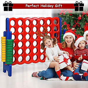 Costzon 4-in-A-Row 4-to-Score Giant Games for Kids & Adults, Indoor Outdoor Party Family Connect Plastic Game, 4 Feet Wide by 3.5 Feet Tall w/42 Jumbo Rings & Quick-Release Slider (Blue)