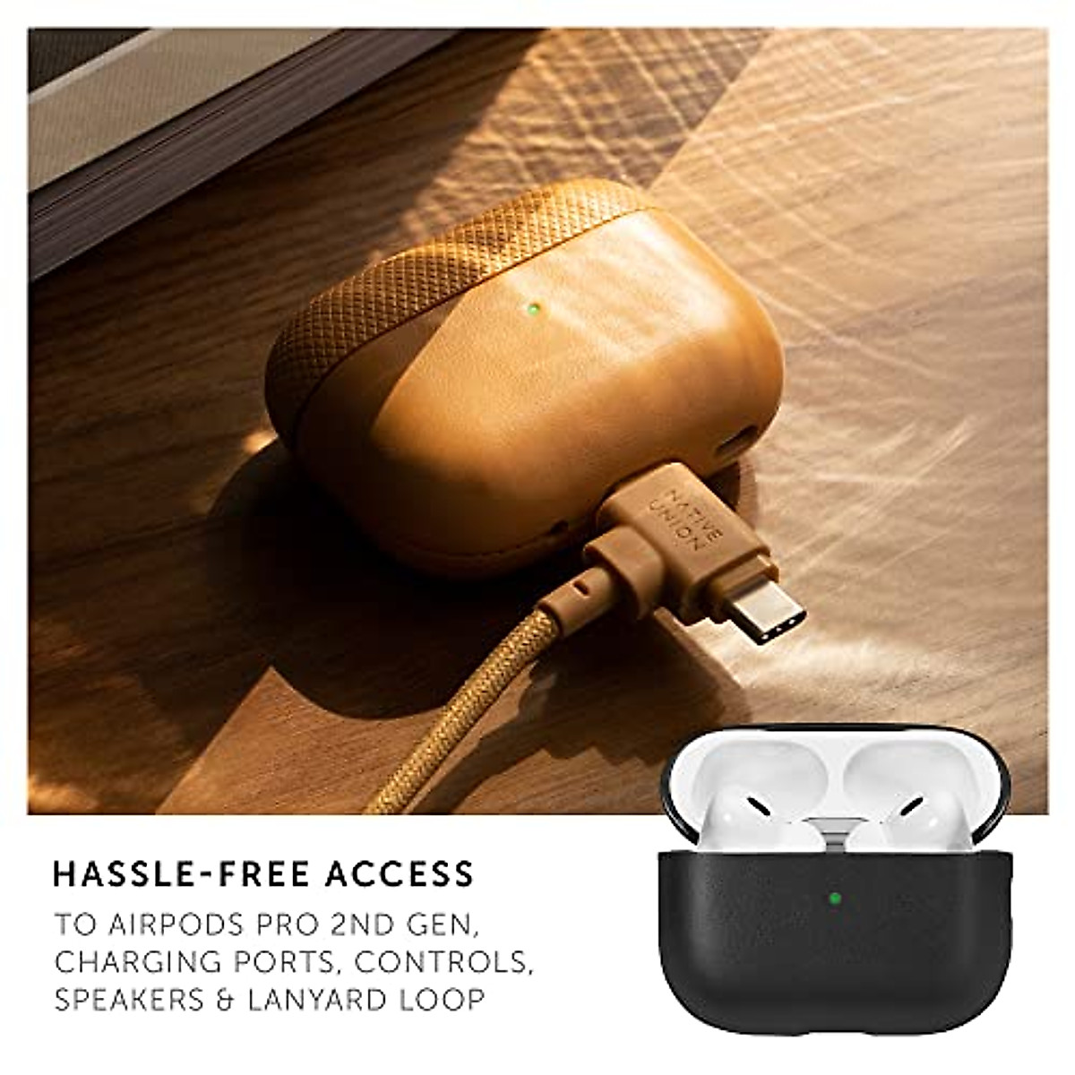 Native Union (Re) Classic Case for AirPods Pro 2 – Premium Plant-Based Materials – Supports Wireless Chargers – Compatible with AirPods Pro, AirPods Pro 2nd Gen (Black)