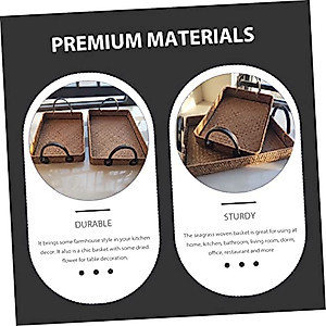 Cabilock 2pcs Handwoven Seagrass Storage Basket Small Woven Basket for Wedding Bathroom Kitchen Supplies