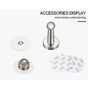 Door Stopper, Magnetic Door Catch,Magnetic Door Stop, 3M Double-Sided Adhesive Tape，Stainless Steel, No Drilling, Screws for Stronger Mount, Hold Your Door Open, for Wide Doors