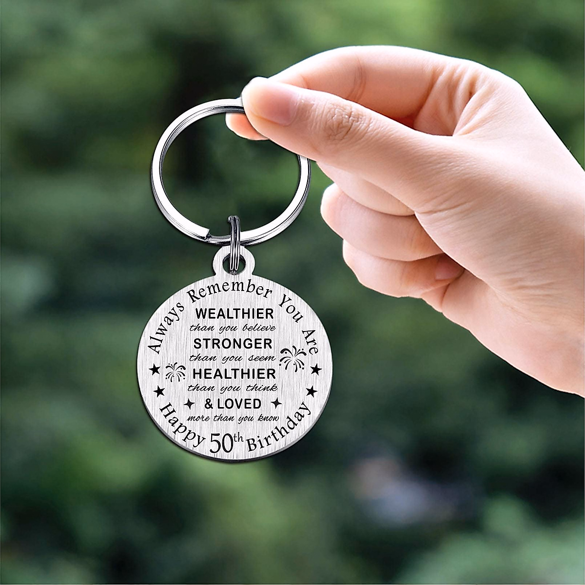 SOUSYOKYO 50th Birthday Gifts for Women Men 1973 Keychain, Female 50 Years Old Birthday Gifts ideas, Happy 50th Birthday Decoration Stuff Present Male