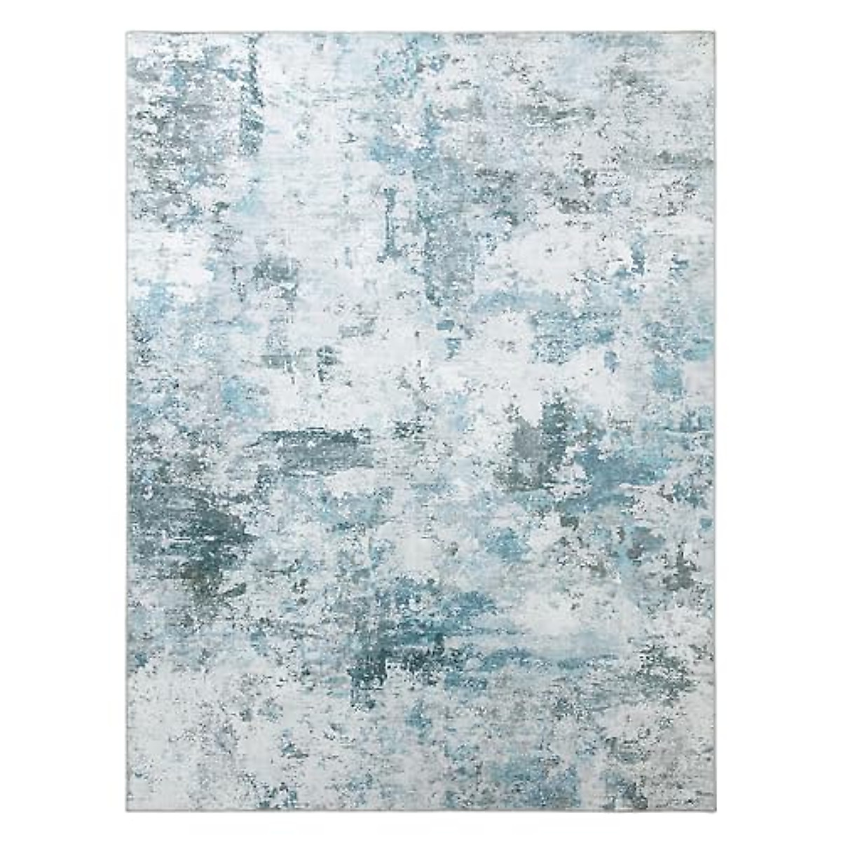 HOMBYS 10x14 ft Modern Abstract Area Rug for Living Room Bedroom, Large Floor Carpet with Non-Slip Backing for Indoor Office Dining Room, Boho Home Deco, Blue, Machine Washable
