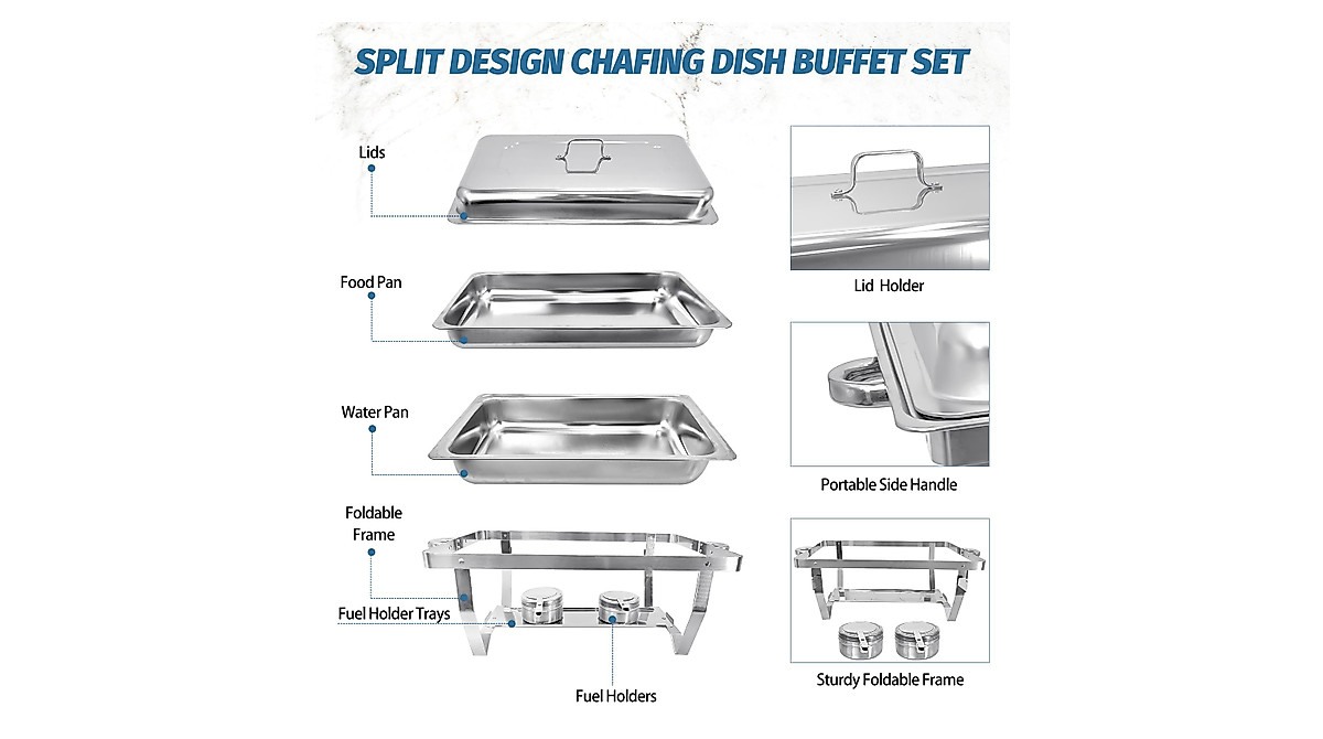 EVGTTI 7 Pack Stainless Steel Chafing Dishes Set