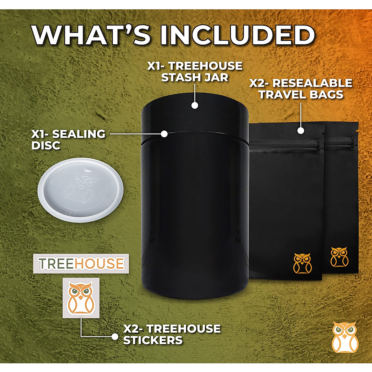 Stash Jar Smell Proof Container (500mL) for Herbs, Spices, Coffee, Teas & More - Double Sealed Air Tight Jar, Thick UV Protection Glass, Smell Proof Herb Storage - Plus x2 Resealable Smell Proof Bags