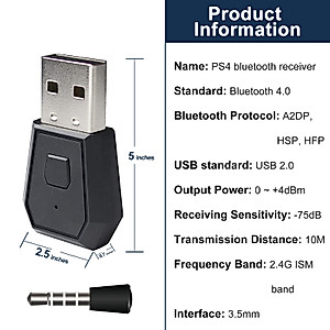 Zamia Wireless Adapter for PS4/PS5 Dongle Mini USB 4.0 Headset Adapter Transmitters Microphone Receiver Support A2DP HFP HSP