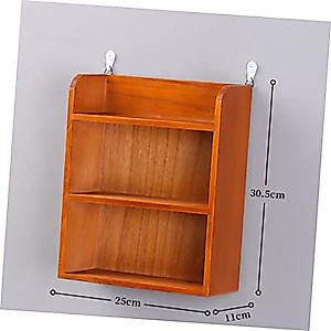 Cabilock Brown Rack Wall Storage Store Wooden Shelf Retro Three Layers Home Hanging for