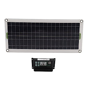FOUF 30W Portable Solar Panel, 12V Off Grid Solar Panel Connector Kit and 30A Charge Controller for Car RV Marine Boat 12 Volt Battery, Solar Cell Solar Charger Kit for 12V Car RV Boat Marine Trailer