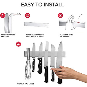 Cheer Collection Magnetic Knife Holder for Wall - 16 Inch Stainless Steel Knife Organizer, Kitchen Utensil Holder Knife Strip for Cooking Utensils, Art Supplies, Tools and Knives