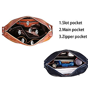 HESHE Vintage Genuine Leather Purses and Handbags for Women and Ladies Shoulder Bag Crossbody Bags (Dark Blue)