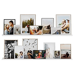 You Have Space Lagos Long Picture Ledge Floating Shelves for Living Room Decor, Kitchen, Bedroom, Kids Room, Nursery Bookshelf Set of 2 White 60"