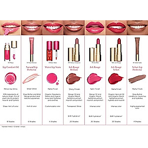 Clarins Joli Rouge Brillant Lipstick | Shiny, Sheer Finish | Intense, Long-Lasting Color | Moisturizing | Hydrates Lips | Mango Oil and Marsh Samphire Extract Deliver Skincare Benefits | 0.1 Ounces