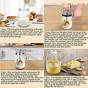 1.5 Liters Manual Butter Churner - Wooden Handle Shakes Stainless Steel Gear Manual Butter Maker, Butter Churner Hand Crank Mason Jar, Baking of Top Gadgets Butter Maker Cream Mixer (1.5L)