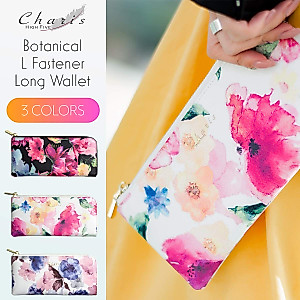 Charis HIGH FIVE Vegan Leather Botanical Floral Slim Wallet for Women Card Coin Purse Flower - Black