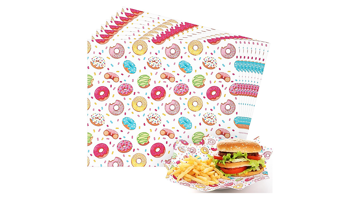 150-Pcs Donut Wax Paper Sheets for Food Wrapping and Parties