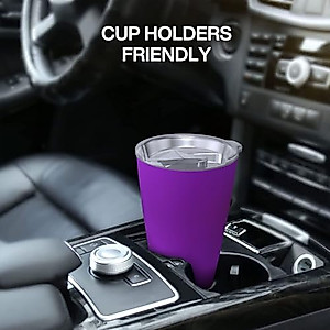 WXZYFP Car cup (single silver rim), can use a straw or drink directly, easy to use.Solid color dark purple