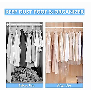 10Pcs Dry Cleaner Bags Plastic Clear Bags,Transparent Dust Cover Hung Garment Bags for Hanging Clothes Suit Dress Jacket Cover for Dry Cleaner Store, Home Closet Storage,Travel-24 x 35 Inch