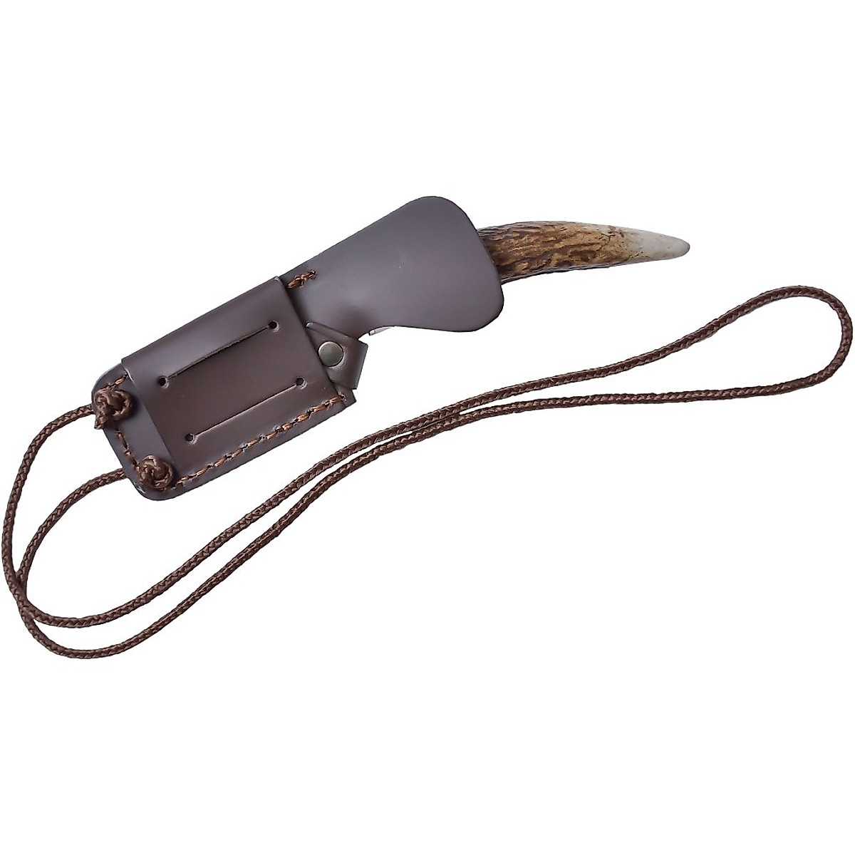 Joker Hunting Knife CC57 Topo, Deer Horn Handle, 2.95 inches Blade of MOVA Steel, with Brown Sheath, Tool for Fishing, Hunting, Camping and Hiking