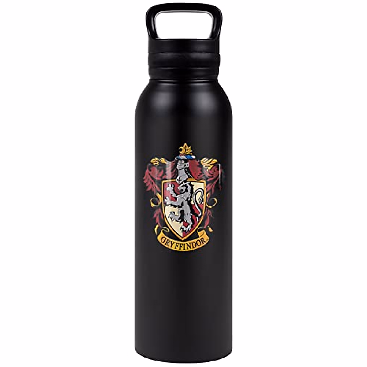 Harry Potter OFFICIAL Gryffindor Crest 24 oz Insulated Canteen Water Bottle, Leak Resistant, Vacuum Insulated Stainless Steel with Loop Cap, Black
