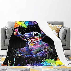 Stitch Blanket Stitch Gifts for Girls Stitch Throw Blanket for Kids Women Adults Stitch Cartoon Flannel Fleece Blankets for Couch Bed Sofa 40"x50"