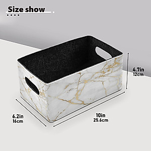 Kcldeci Luxury Marble Stone Gold White Storage Bins Baskets for Organizing, Sturdy Storage Basket Foldable Storage Baskets for Shelves Closet Nursery Toy