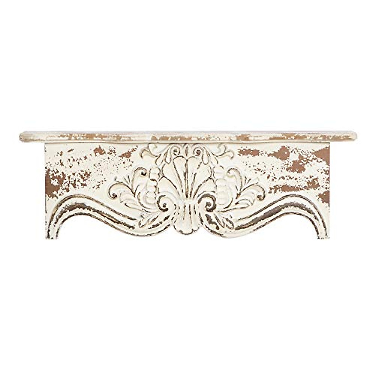 Deco 79 Wood Scroll 1 Shelf Wall Shelf, 28" x 6" x 9", Brown