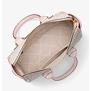 Michael Kors Carine Leather Medium Satchel, Vanilla/Soft Pink