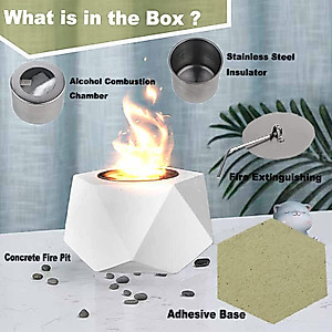 Mini Tabletop Fire Pit Alcohol Bowl-Home Decor Concrete Firepit,Small Smores Maker Fireplace,Smokeless Clean Long Burning for Indoor/Outdoor Patio Balcony,Birthday Gifts for Halloween Christmas