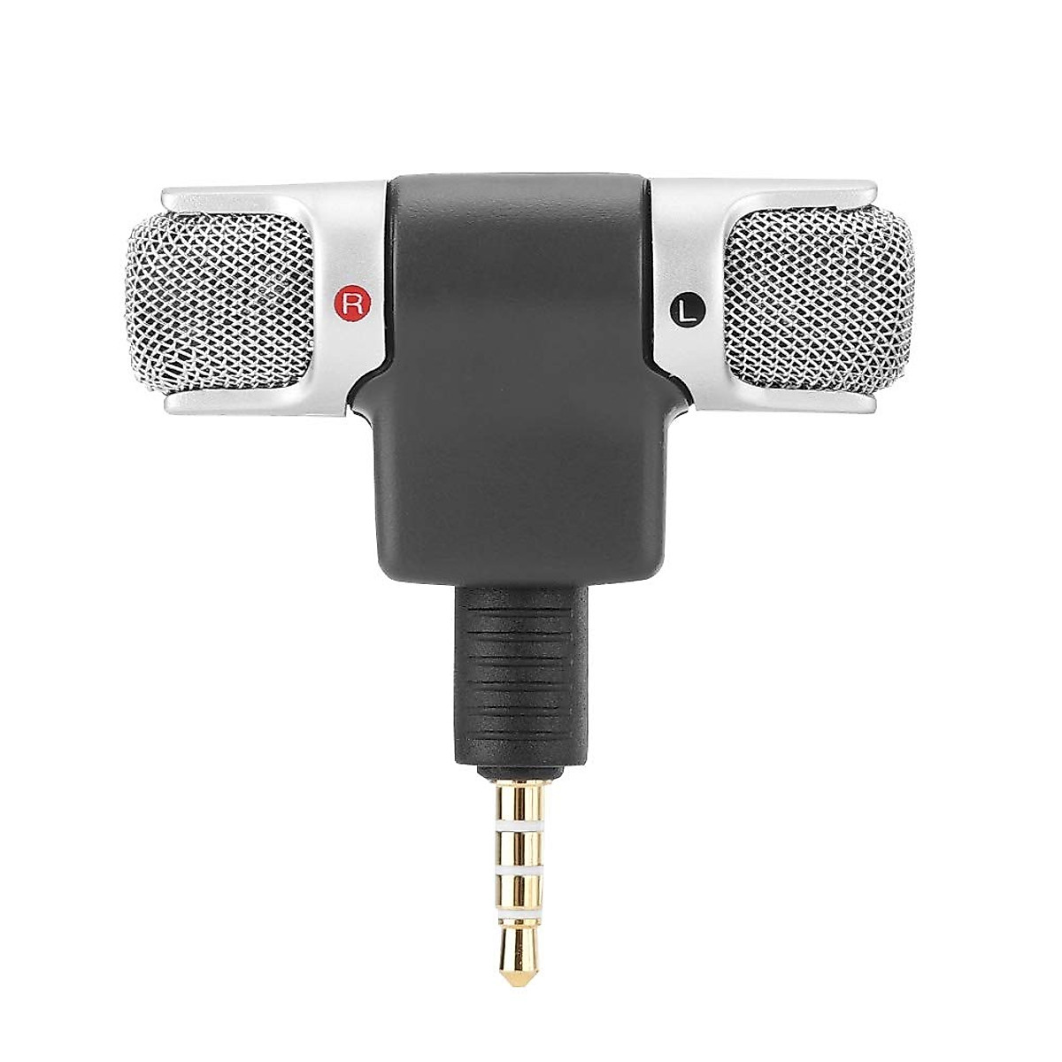 ASHATA Mini Microphone, 3.5mm Jack Mini Mic Digital Stereo Microphone Portable Professional Handheld External Microphone Angle Adjustable for Mobile Phone, PC and Recorder