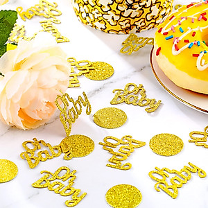 160 Pieces Baby Shower Confetti Gold Confetti Glitter Gold Decorations Baby Shower Party table Decorations Crown Confetti Baby Circle Dots Confetti for Baby Shower Parties (Baby, Circle Dot Style)