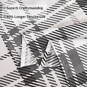 Mooreeke Queen Sheets, Queen Grey Plaid Bed Sheet Set with Deep Pocket Non-Slip Fitted Sheet, Checked Microfiber Bedding Sheets & Pillowcases