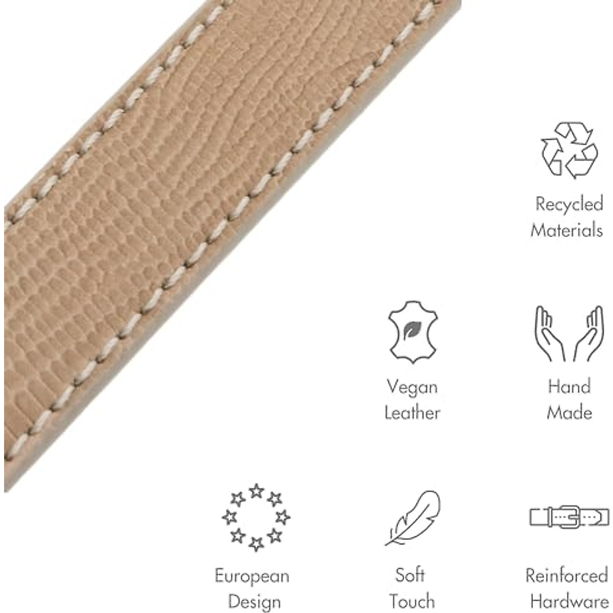 Nina Woof Milan Vegan Leather Dog Leash, 4ft Padded Slim Dog Lead, Vegan Crocodile Leather, Dog Leash for Small Dogs, Lightweight Dog Leashes for Medium Dogs, Thin Dog Leash, Beige