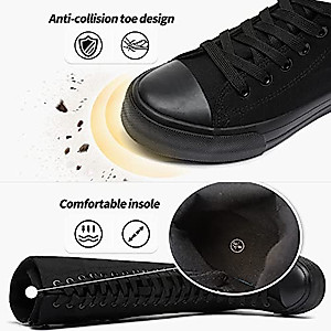 ZGR Women’s Canvas High Top Shoes Knee High Boots Fashion Girl Fancy Scool Shoes White And Black Lace Up Zipper Sneakers For Women(Black;US09.5)