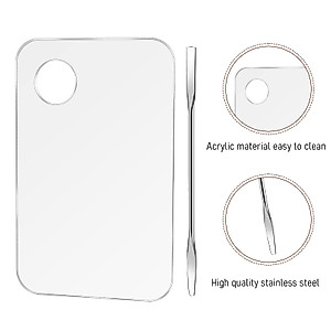 Acrylic Cosmetic Makeup Mixing Palette,2 Pcs Makeup Mixing Tray with 2PCS Makeup Spatula Tool, Makeup Mixing Palette for Foundation Nail Art Eye Shadow Pigment Blending
