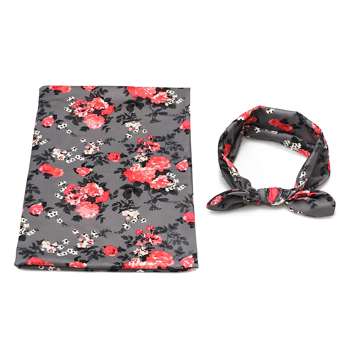 Infant Floral Swaddle Wrap with Headbands Hats Value Set Newborn Receiving Blanket Photography Props 35X35inch