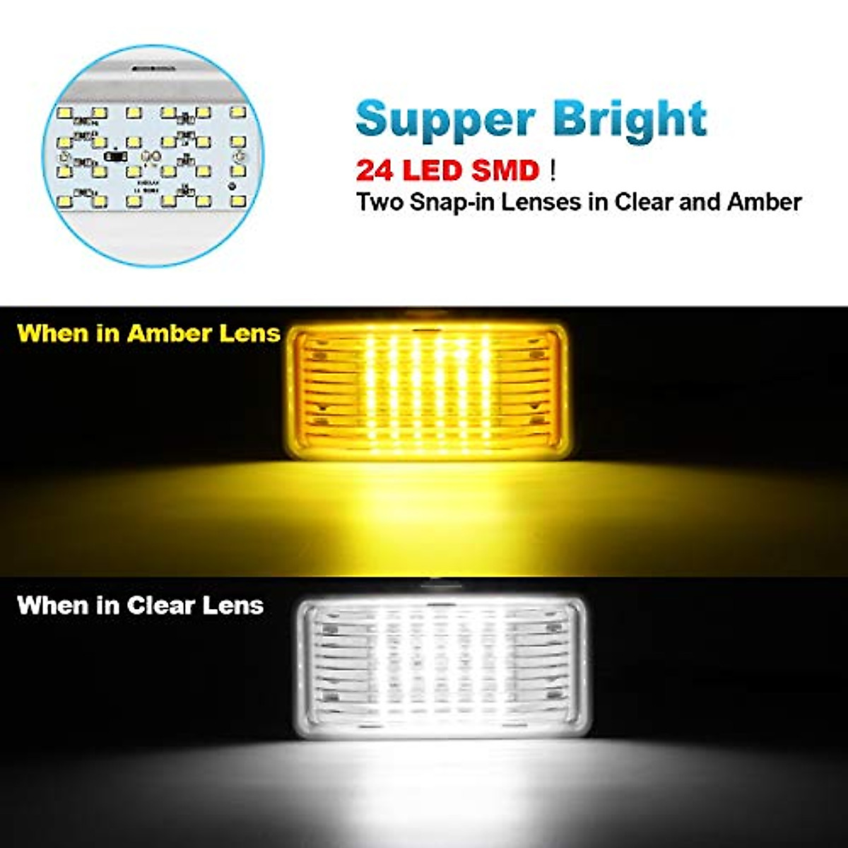 Partsam Rectangle LED RV Porch Light with On/Off Switch, RV Exterior Utility Light Lighting Fixture Cover Replacement for RVs Motorhome Campers, 12V, 5th Wheels, Clear and Amber Lenses Removable