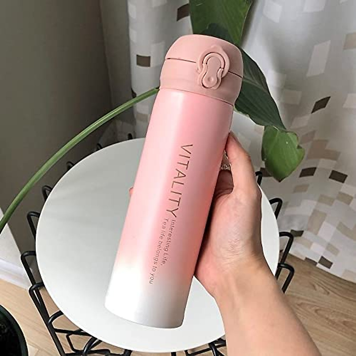 Ultimate insulated stainless steel water bottle - leak-proof, vacuum insulated, bpa-free, kids & adults, travel & sports, hydroflask water bottles,travel mug, thermos funtainer 16 oz, pink and blue