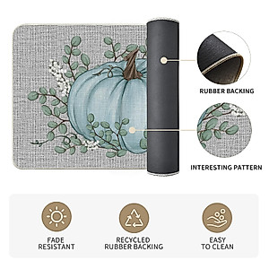 Artoid Mode Pumpkin Eucalyptus Fall Kitchen Mats Set of 2, Home Decor Low-Profile Kitchen Rugs for Floor - 17x29 and 17x47 Inch