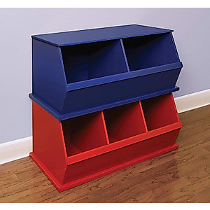 Stackable Wooden 2 Bin Open Storage Toy Organizing Cubby