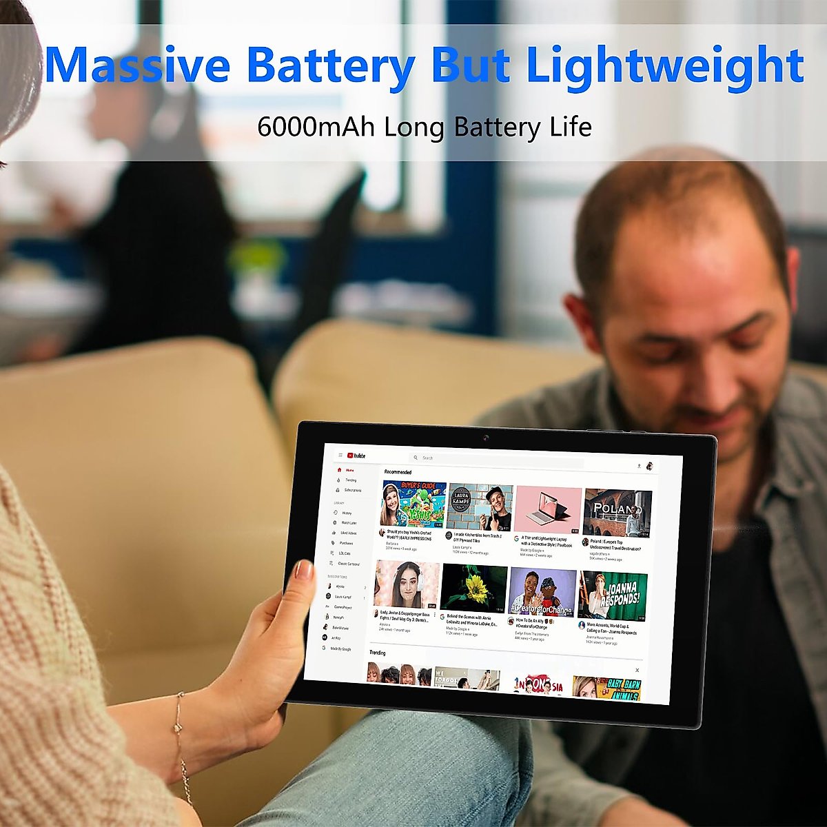 Tablet With Keyboard 2 in 1 Tablet 10 Inch Android Tablets Set include Bluetooth Keyboard/Mouse/Case/Stylus/Tempered Film,64GB+4GB WIFI 8MP Dual Camera Android 12 Tableta 6000mAh Battery 10.1" Tab PC