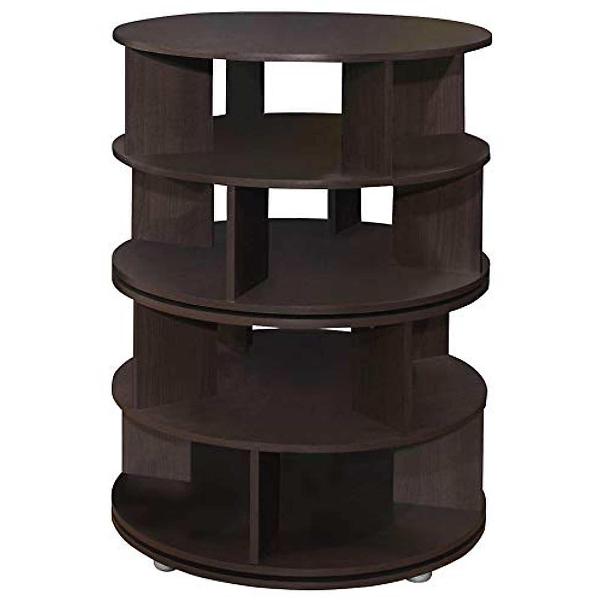 Kings Brand Furniture – 4-Tier Revolving Free Standing Lazy Susan Shoe Rack Storage Organizer (Chocolate)