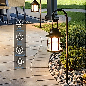 GOODSMANN Landscape Lighting Low Voltage Outdoor 1PK Hanging Path Light 1.1W LED 32 Lumen 2900K Warm White Metal Dual Use Shepherd Hook Pathway Lights Wired 12V AC Sidewalk Light with Cable Connector