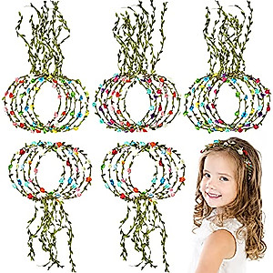 28 Pieces Colored Flower Crown Wreath Headband Floral Garland Headbands Floral Crown Wreath Headband Green Leaves Garland Headpiece for Women Girls Wedding Holiday Party