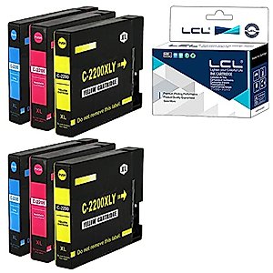 LCL Compatible Ink Cartridge Pigment Replacement for Canon PGI-2200 3color PGI-2200XL PGI-2200XLC PGI-2200XLM PGI-2200XLY High Yield Maxify MB5020 Ib4120 MB5320 MB5420 MB5120 iB4020 (6-Pack 2C 2M 2Y)