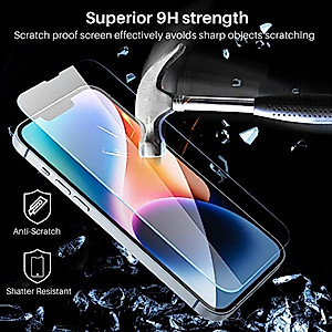 TOZO Compatible for iPhone 14 Plus Screen Protector Compatible for iPhone 13 Pro Max Screen Protector 6.7 inch 3 Pack Premium Tempered Glass 0.26mm 9H Hardness 2.5D Film Easy Install 6.7 inch