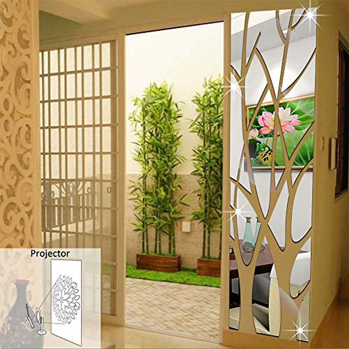 CrazyDeal Family Tree Wall Decor Abstract Wall Art 3D DIY Acrylic Decorative Mirror Wall Stickers for Living Room Bedroom Kitchen The Home Modern Decorations 60x16 inch