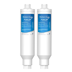 Waterdrop RV/Marine Water Filter, Camper Water Filter, NSF Certified, Inline Water Filter for RV, Garden Hose Filter, Greatly Reduces Chlorine, Bad Taste, Odor, 2 Pack