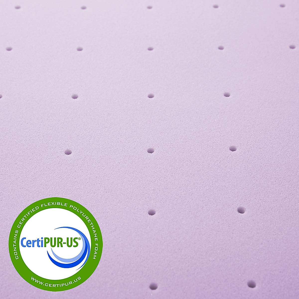 Mellow 2 Inch Ventilated Memory Foam Mattress Topper, Soothing Lavender Infusion, CertiPUR-US Certified, Short Queen