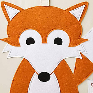 3 Sprouts Kids Childrens Collapsible Fabric 13 x 13 x 13 Inch Storage Cube Bin Box for Cubby Shelves, Orange Fox & Hedgehog (2 Pack)