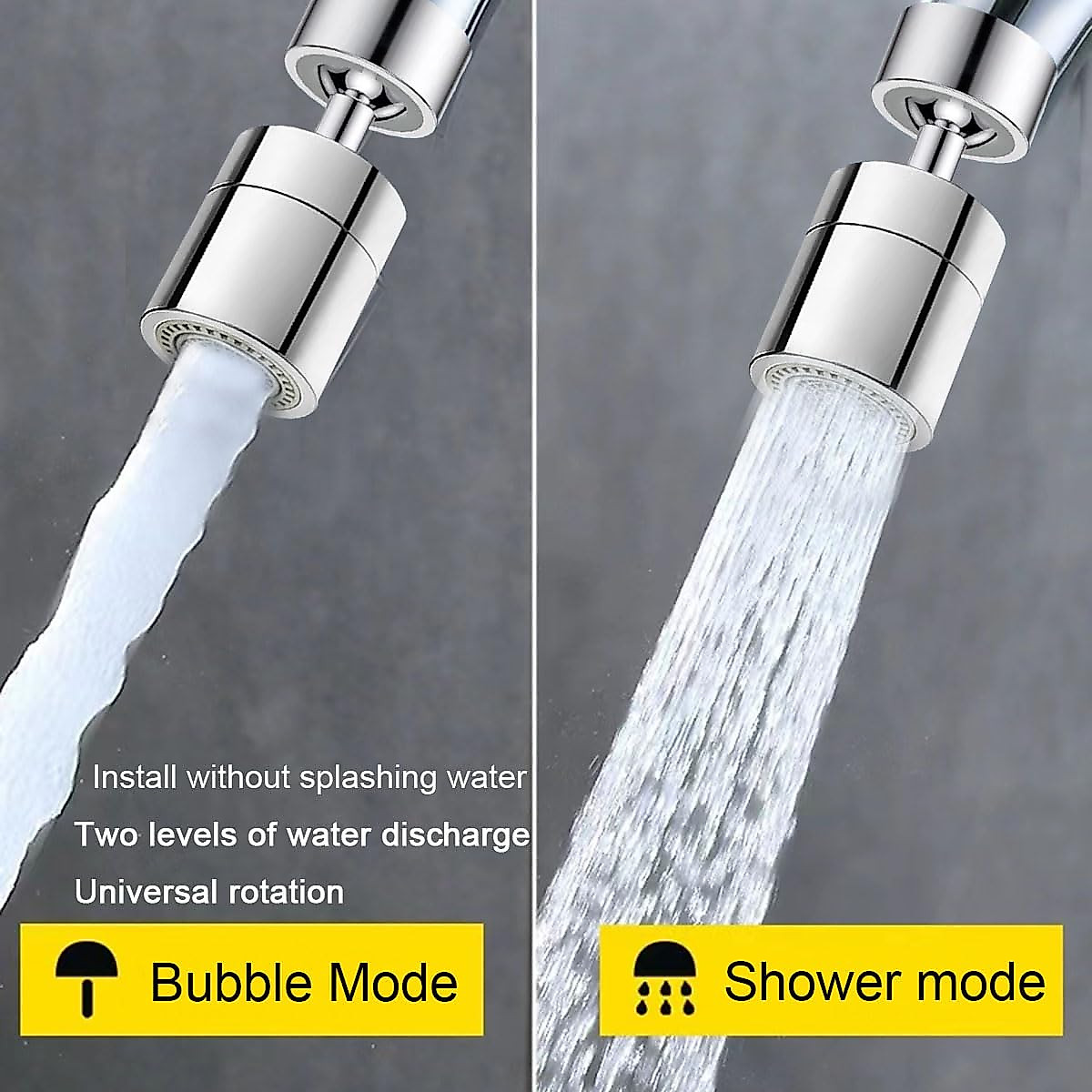 2 Pcs Faucet Aerator, 360° Swivel Kitchen Sink Faucet Aerator, Big Angle Twist, Dual-function 2-Flow Sprayer Faucet Head, Sink Sprayer Attachement, Faucet Replacement Part 55/64'', Chrome