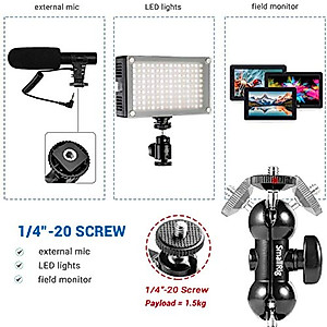 SMALLRIG Super Camera Clamp Mount, Double Ball Head Adapter, Fence Desk Table Mount for Ronin-M/Insta360/Gopro, Ball Head - 1138